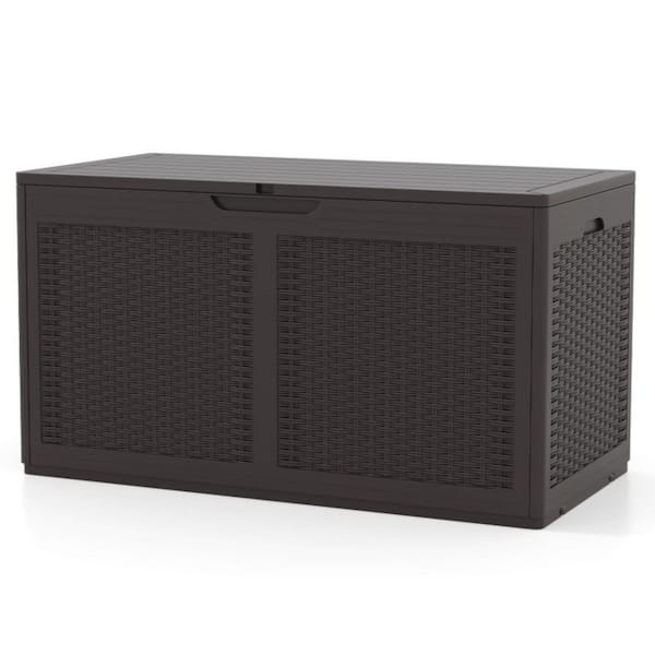 Tozey 102 Gal. Fusion Style Deck Box Mocha Outdoor Resin Storage Box T ...
