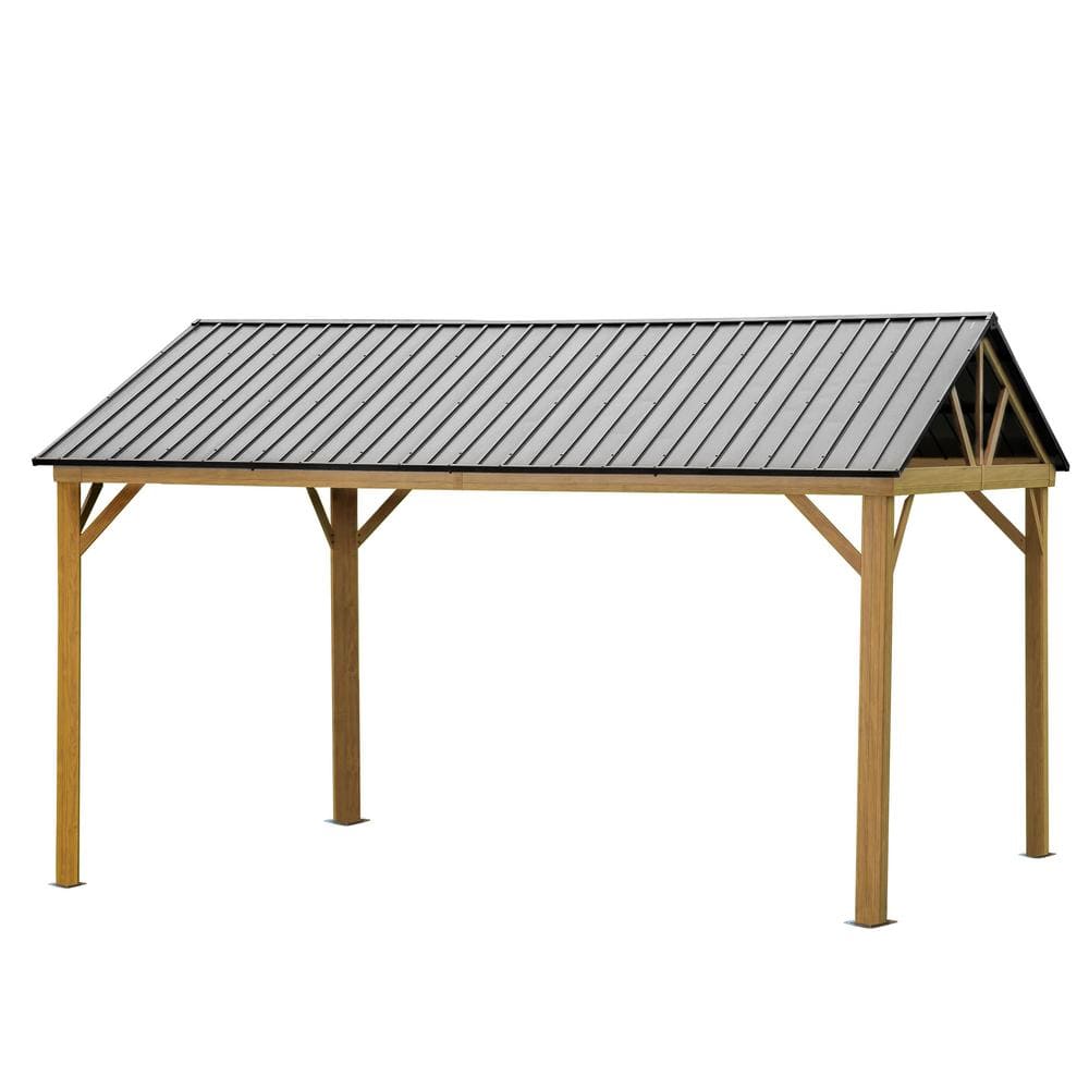 domi outdoor living 12 ft. x 14 ft. Aluminum Hardtop Gable Gazebo Wood ...