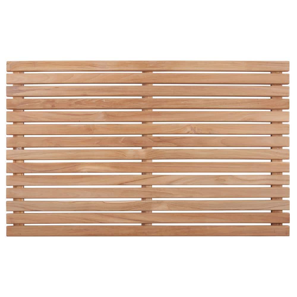 NORDIC STYLE LLC Natural Beige Teak Indoor and Outdoor Shower/Bath Mat ...