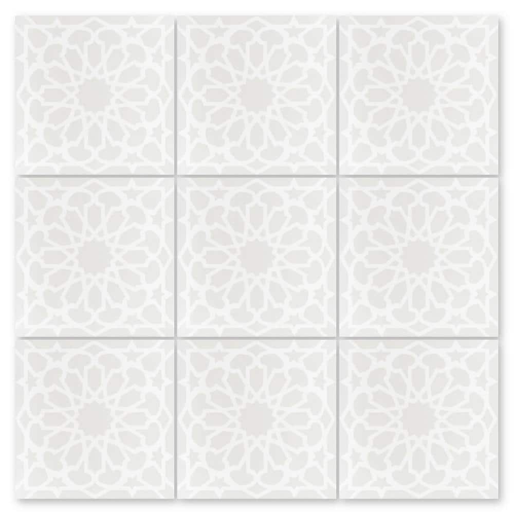 Villa Lagoon Tile Andalusia Petite Fog in Fog Gray and White/Matte 8 in ...