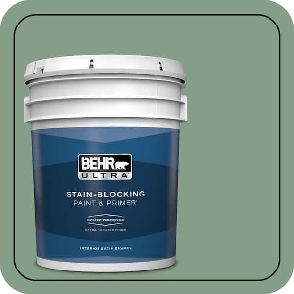 BEHR ULTRA 5 gal. #S410-5 Track Green Extra Durable Satin Enamel ...