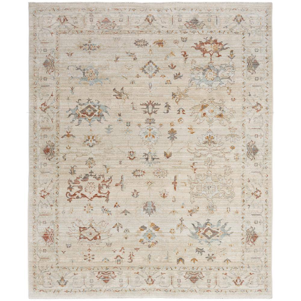Nourison Traditional Home Beige 9 ft. x 11 ft. Distressed Traditional ...