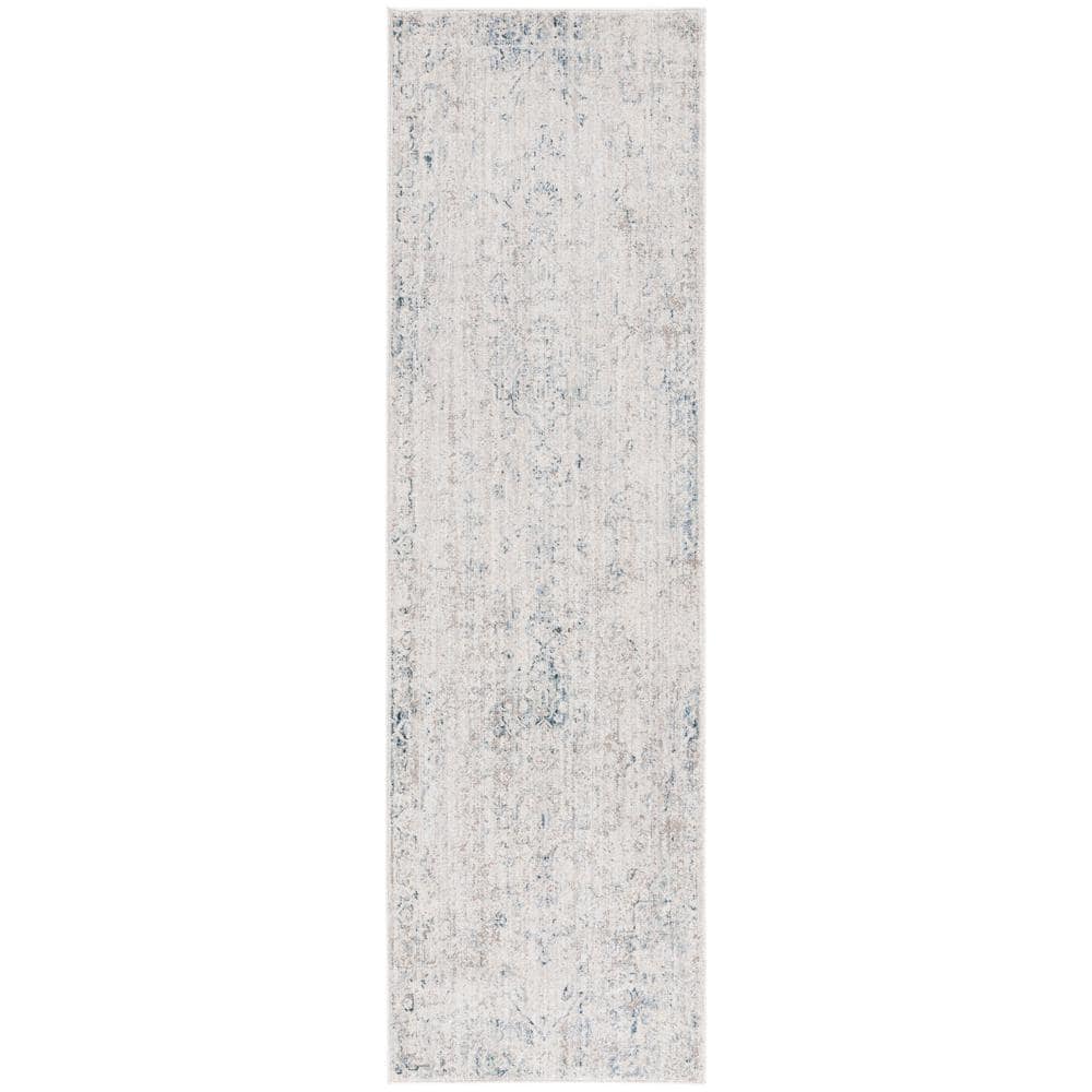 SAFAVIEH Antique Patina Gray/Blue 2 ft. x 8 ft. Border Distressed Marle ... SAFAVIEH Antique Patina Gray/Blue 2 ft. x 8 ft. Border Distressed Marle ...