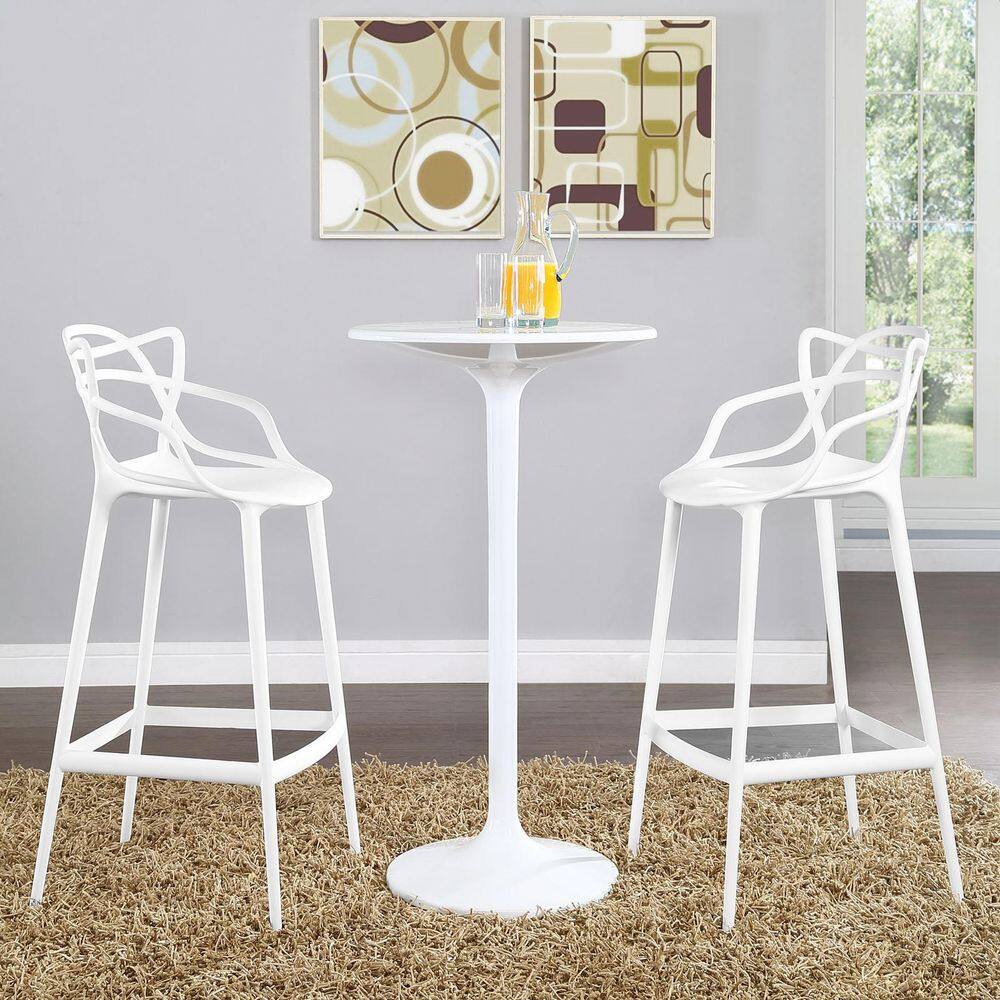 MODWAY Entangled Bar Stool Set of 2 in Red EEI-2349-WHI-SET - The Home ...