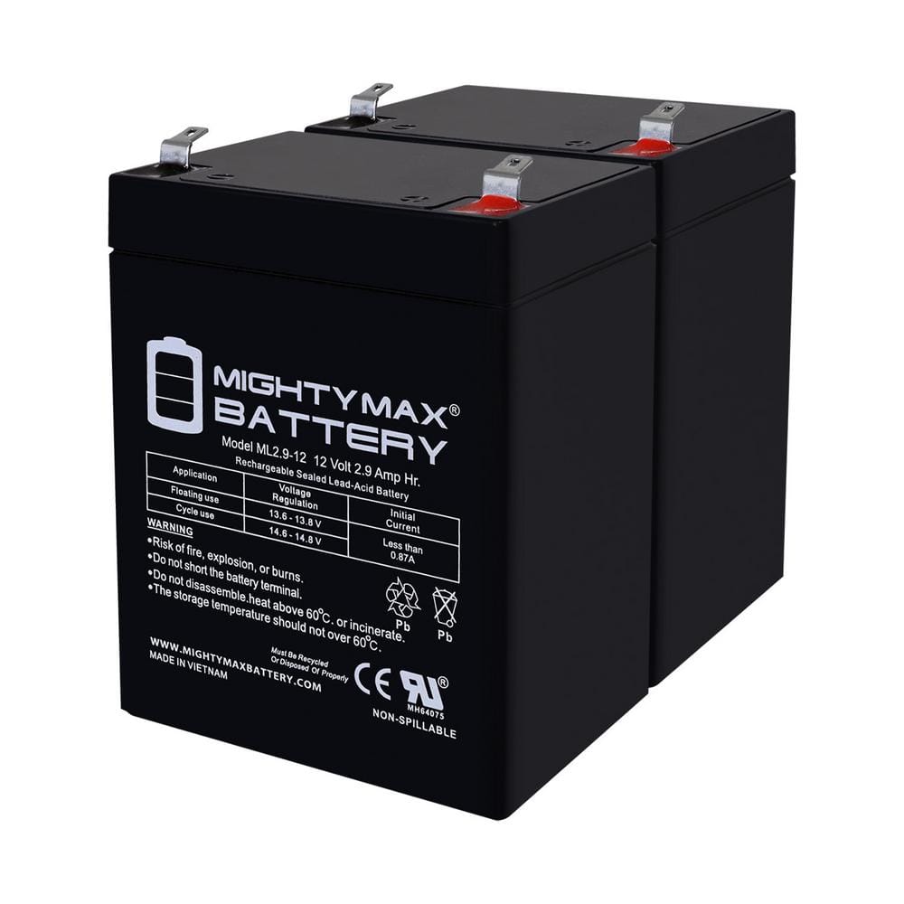 Mighty Max Battery 12-Volt 2.9AH F1 SLA Replacement Battery Compatible ...