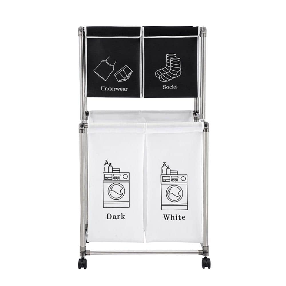 cadeninc 2-Tier Laundry Basket Clothes Sorter with 4-Removable Bags, 4 ...