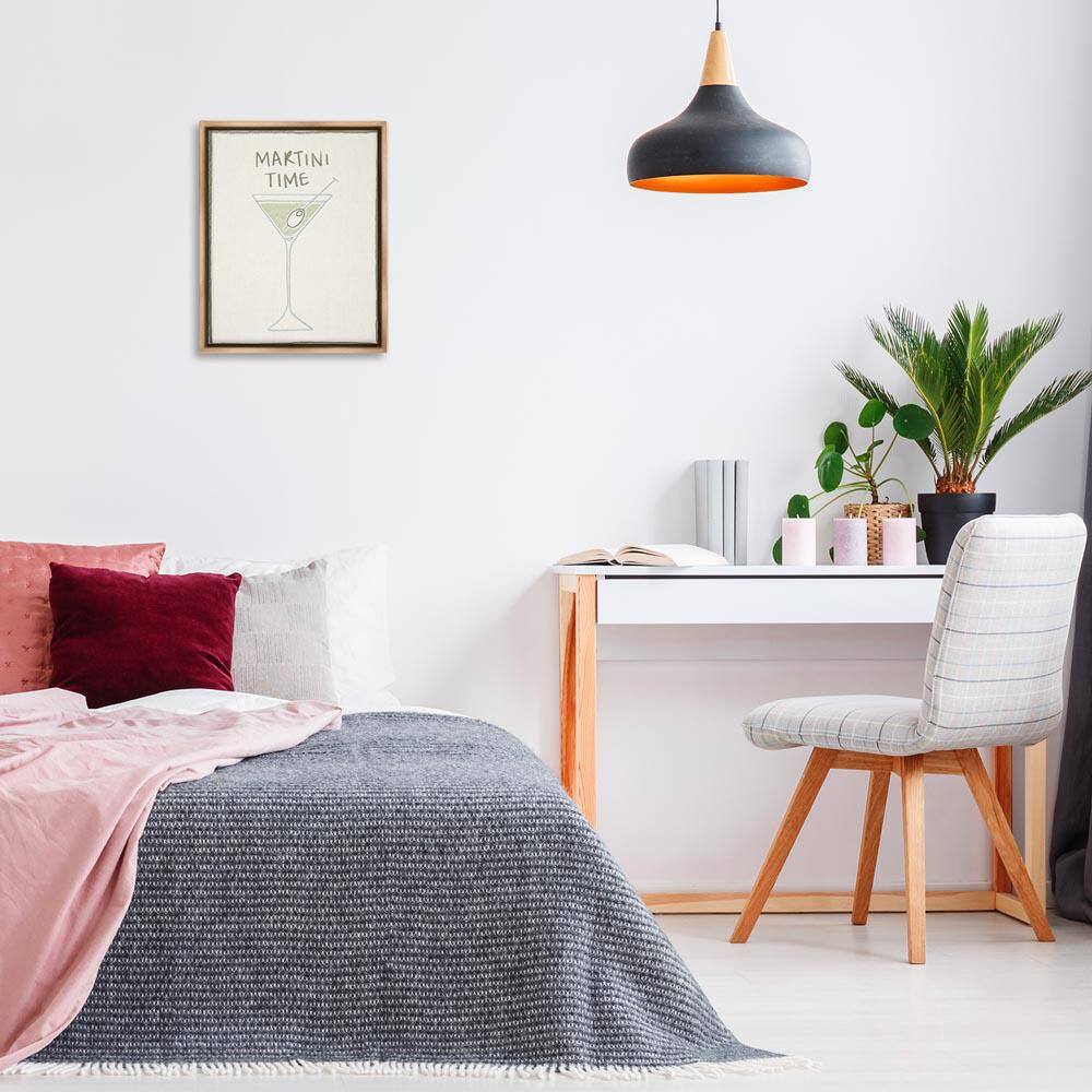 Stupell Industries Minimal Martini Time by Grace Popp Brown Floater Frame Food Graphic Art Print ...