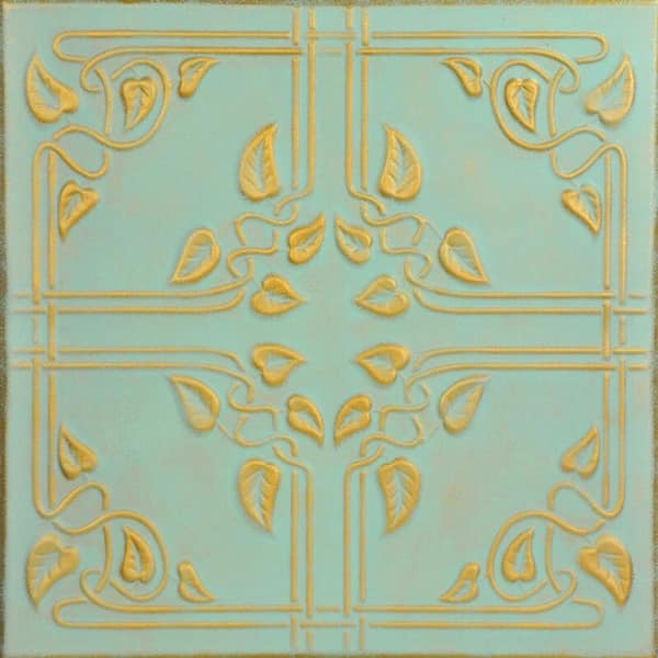 A La Maison Ceilings Ivy Leaves Gold Moss 1.6 ft. x 1.6 ft. Decorative ...