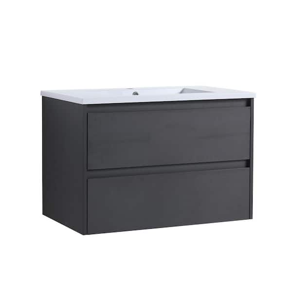 HBEZON 30 in. W x 18.3 in. D x 20.5 in. H Bath Vanity in Gray with ...