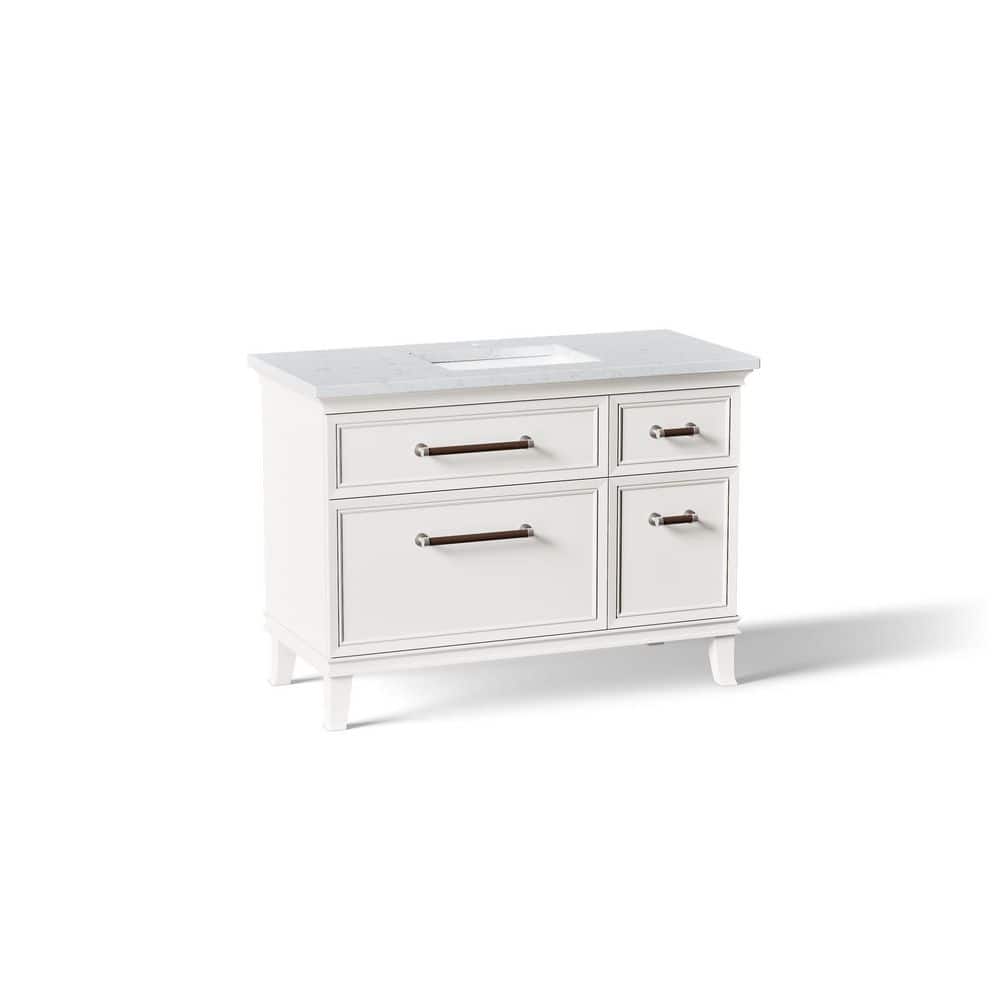KOHLER Artifacts 48 in. Freestanding Linen White Bath Vanity with White ...