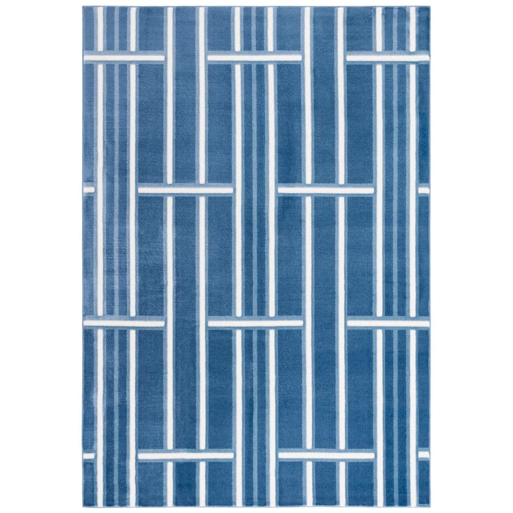 SAFAVIEH Groove 5 ft. x 8 ft. Blue/Ivory Modern Lattice Area Rug ...