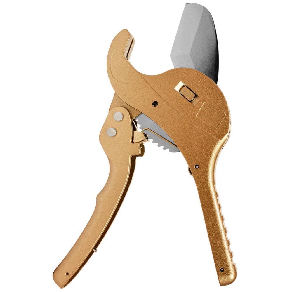 Zenport Ratchet Action PVC Pipe Cutter in Gold Q42 - The Home Depot
