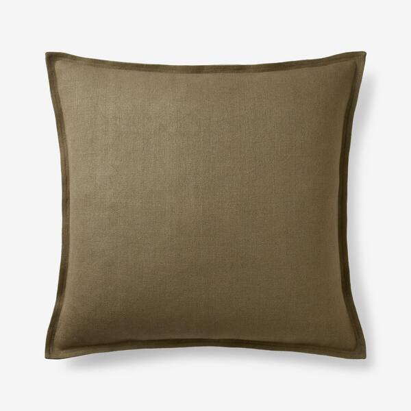 The Company Store Legends Hotel Olive Green Linen 20 in. X 20 in. Throw ...