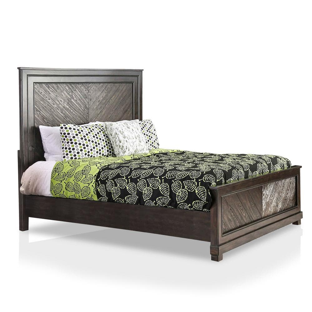 Furniture of America Masicon Brown Wood Frame Queen Platform Bed with ...