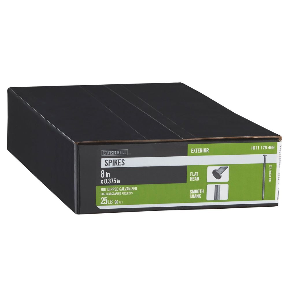 Everbilt 8 in. x 3/8 in. Hot Dip Galvanized Spike Nail 25 lbs. (96 ...