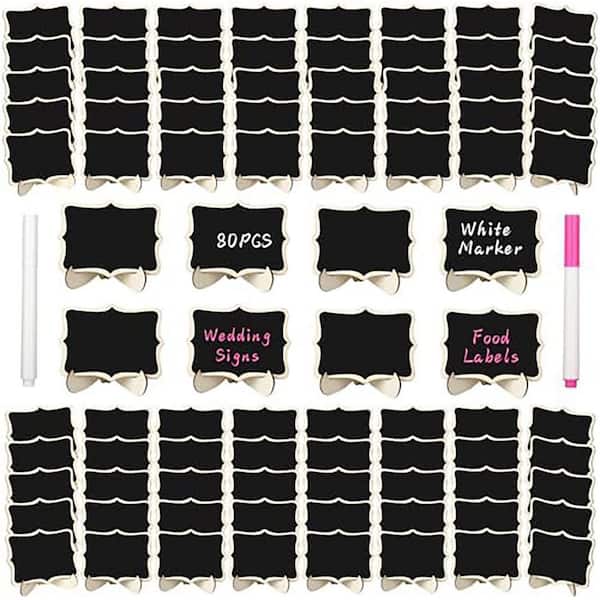 Afoxsos 80 Pack Mini Chalkboard Signs with Easel Stand and 2 Pens, Food ...