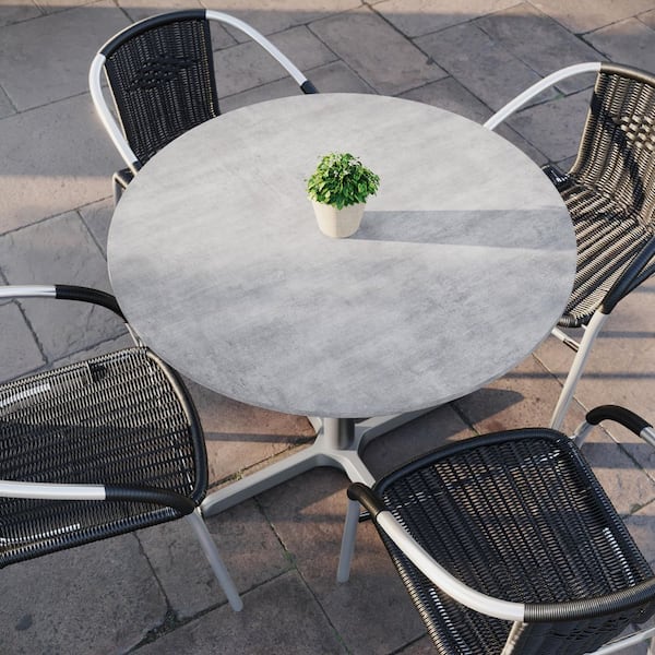 Carnegy Avenue Acadia Round Gray Faux Concrete Wood 36 in. with ...