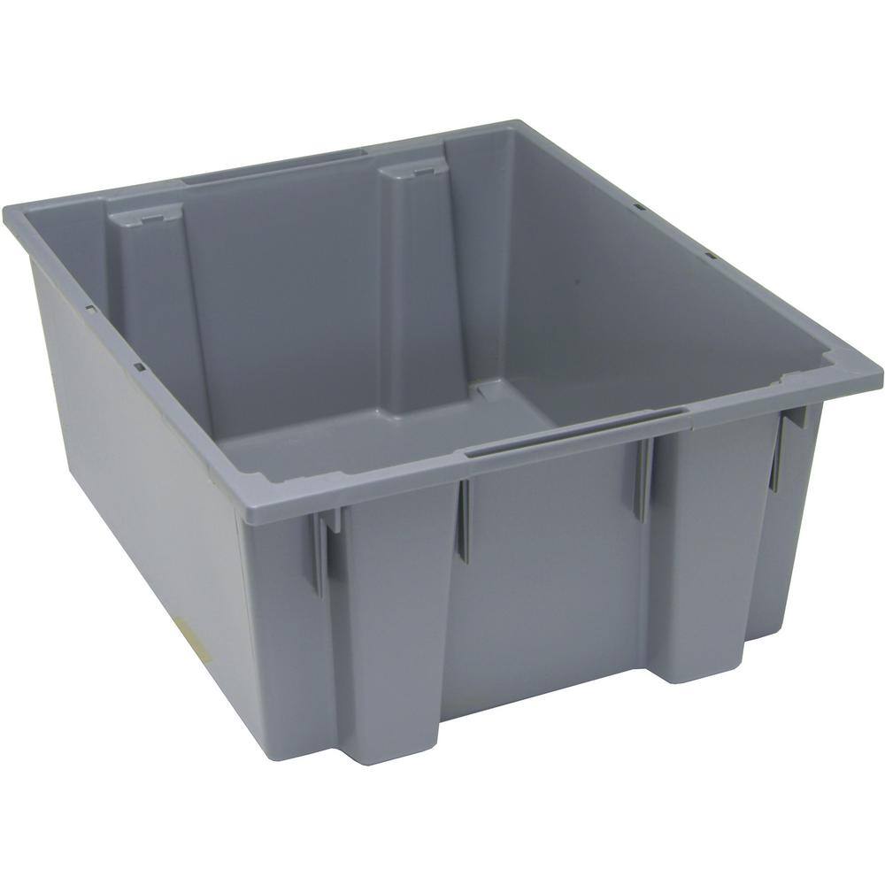 QUANTUM STORAGE SYSTEMS 15 Gal. Genuine Stack and Nest Tote in Gray ...