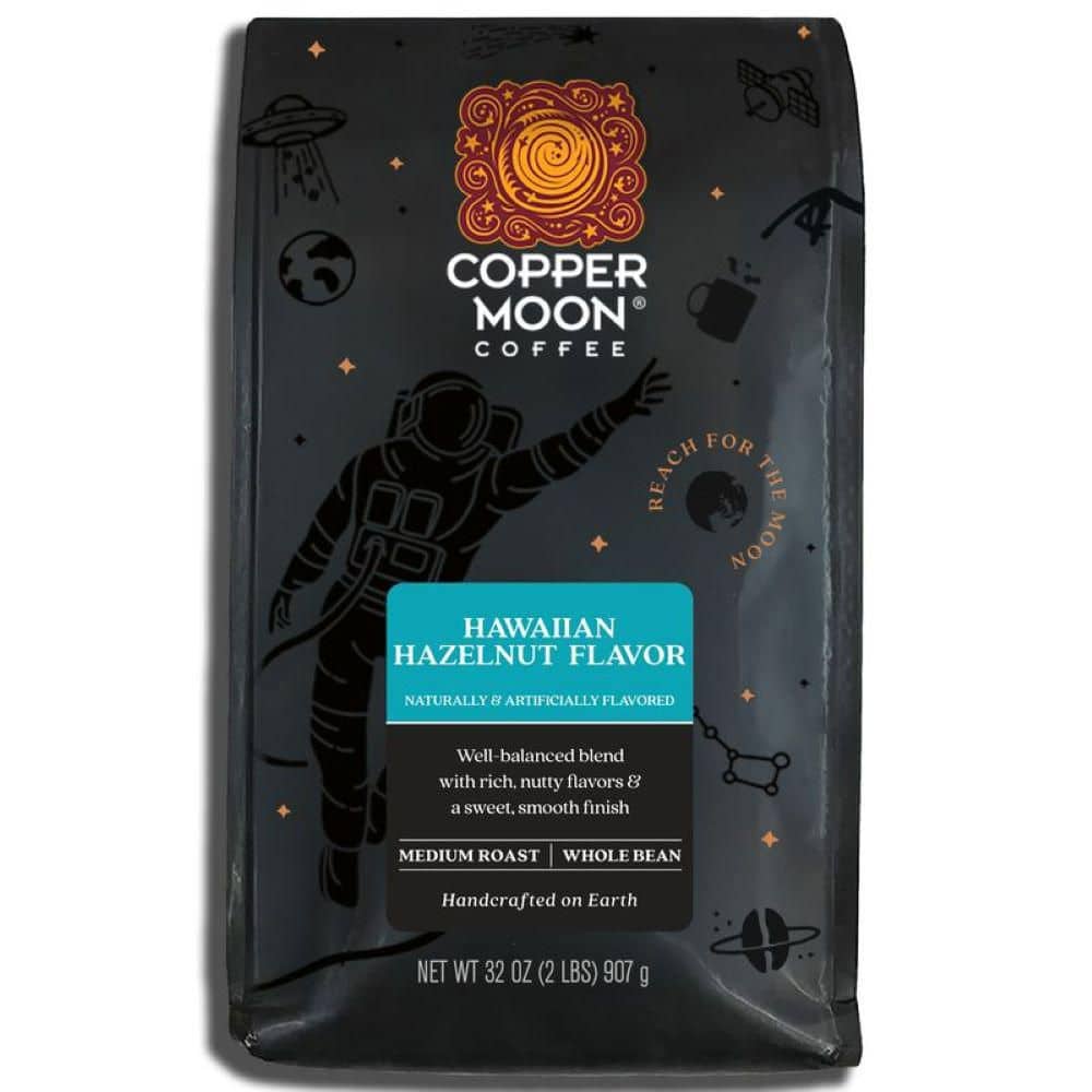 COPPER MOON 32 oz. Hawaiian Hazelnut, Medium Roast Caffeinated, Coffee ...