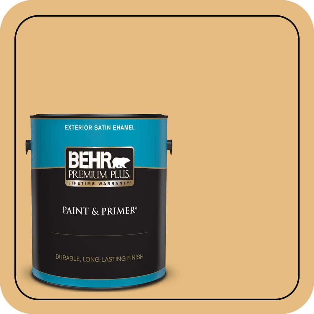 BEHR PREMIUM PLUS 1 gal. #320D-4 Arizona Tan Satin Enamel Exterior ...