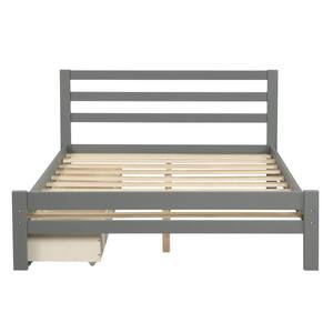 ANBAZAR Gray Full Size Bed Frame, Full Bed Frame with Headboard and ...