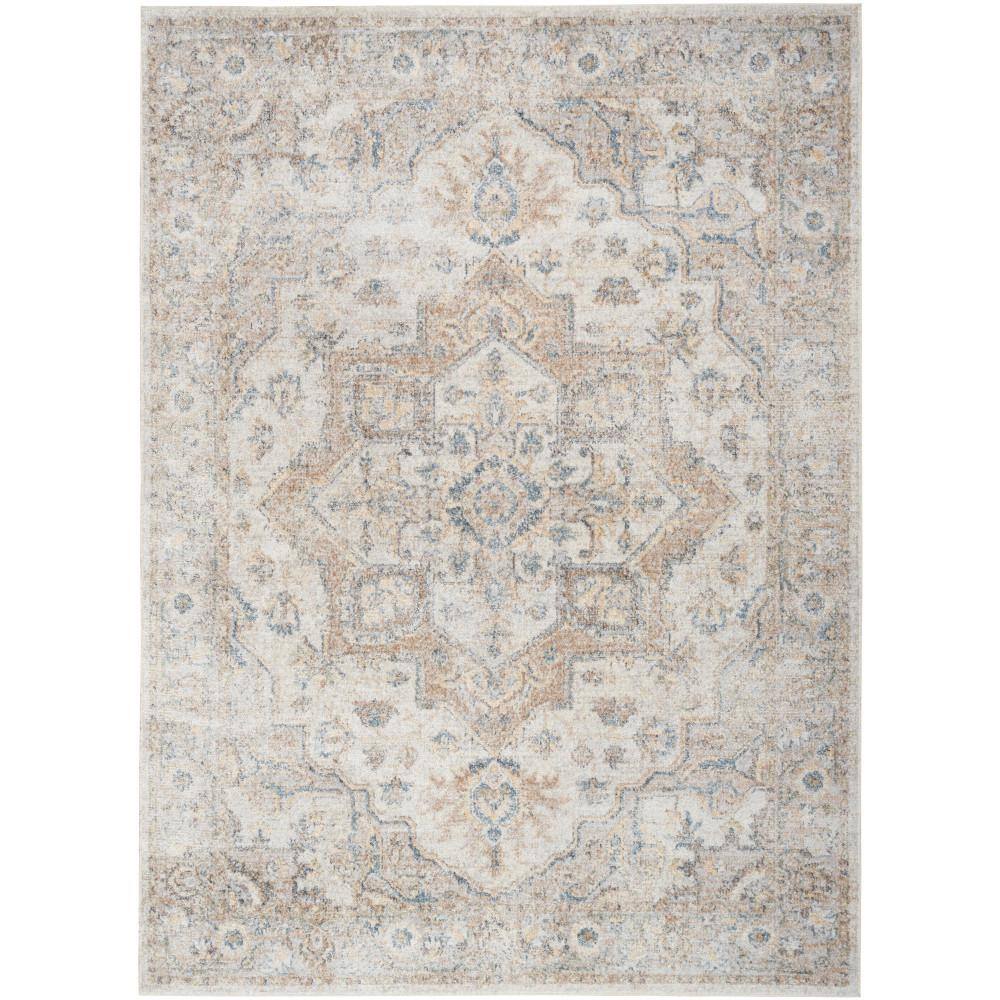 Nourison Astra Machine Washable Silver Grey 4 ft. x 6 ft. Distressed ...