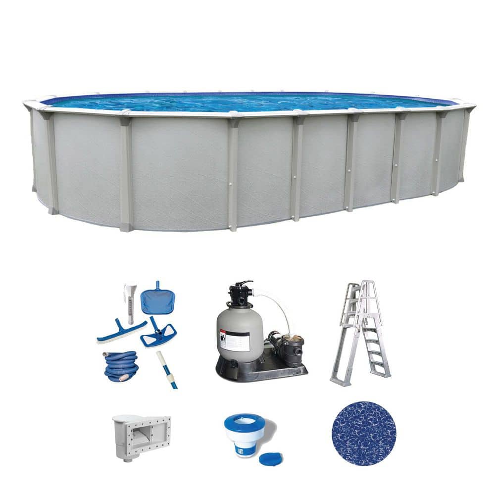 AQUARIAN Huntington 18 ft. x 33 ft. Oval 54 in. Deep Above Ground Hard ...