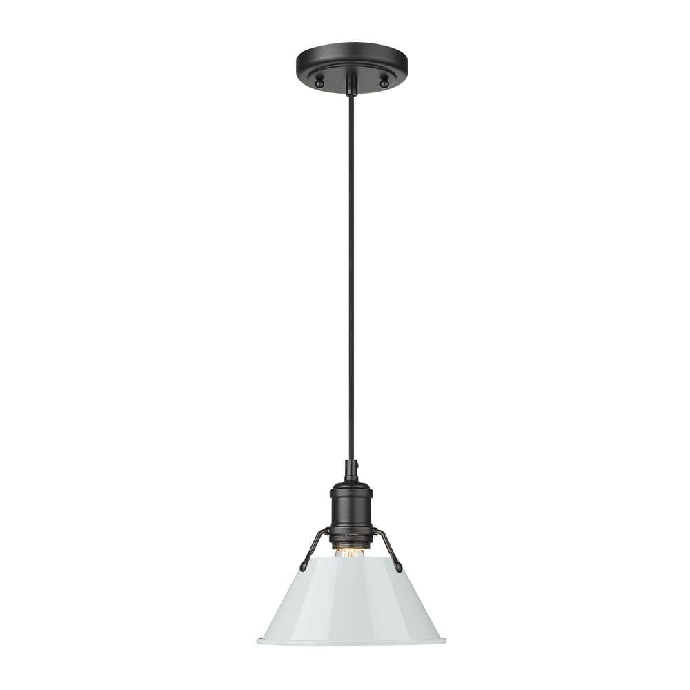 Golden Lighting Orwell 100-Watt 1-Light Matte Black and Dusky Blue Mini ...