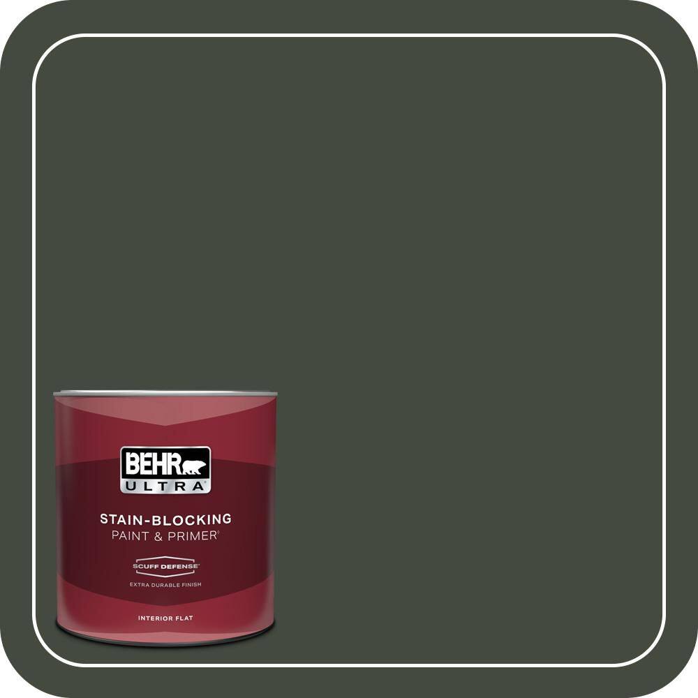 BEHR ULTRA 1 qt. #BXC-12 Deep Forest Extra Durable Flat Interior Paint ...