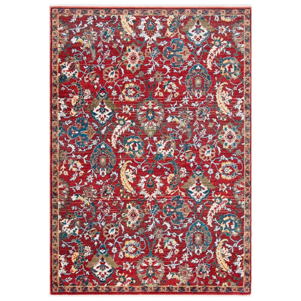 SAFAVIEH Kashan 5 ft. x 7 ft. Rust/Ivory Border Floral Area Rug KSN398P ...