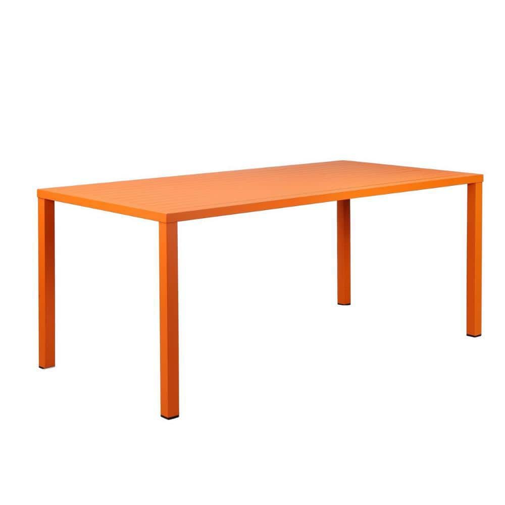 Benjara 71 in. Orange Metal Top 4 Legs Dining Table (Seat of 4 ...