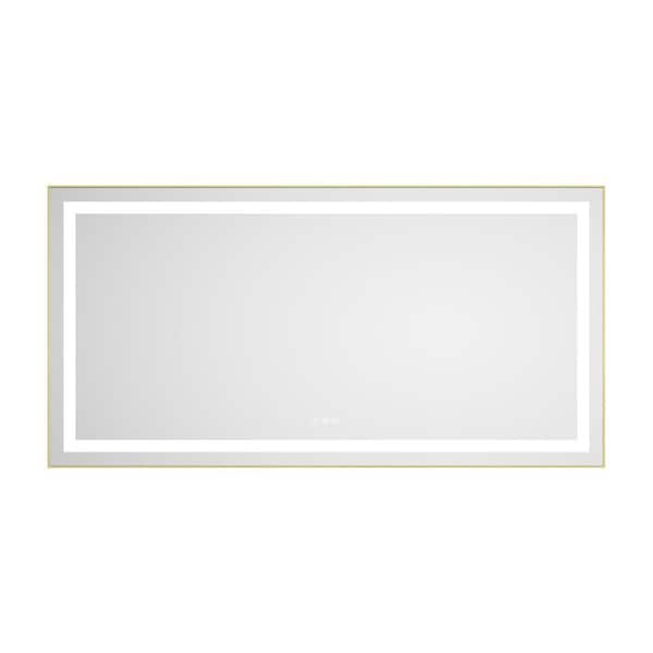 LIVACA 55 in. W x 28 in. H Rectangular Aluminum Frameless LED Anti-Fog ...