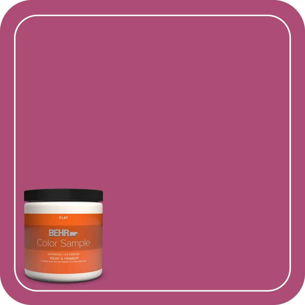 BEHR PREMIUM PLUS 8 oz. #100B-7 Hot Pink Flat Interior/Exterior Paint ...