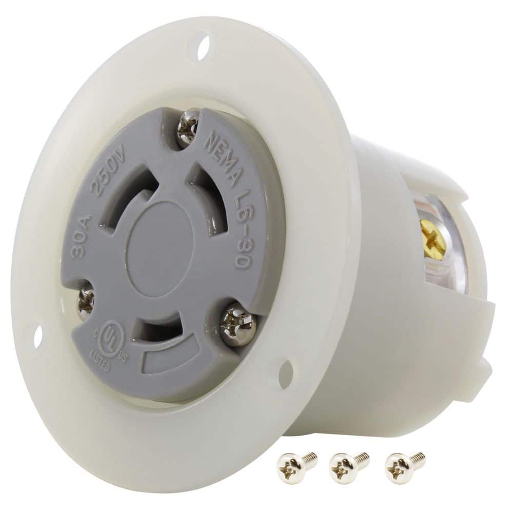 AC WORKS 30A 250V L6-30R Flanged Outlet UL and C-UL Listed ASOUL630R ...