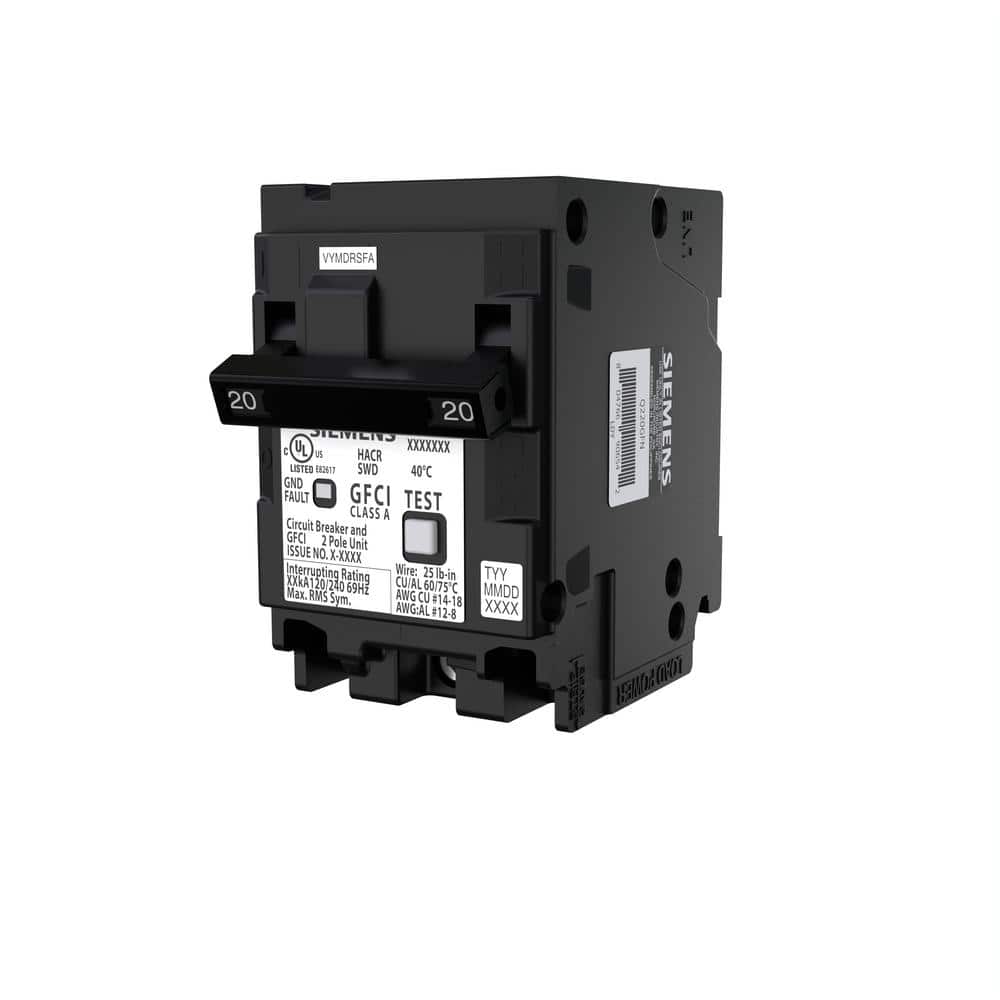 Siemens QPFBN 20 Amp 2-Pole GFCI Plug-On Neutral Circuit Breaker ...