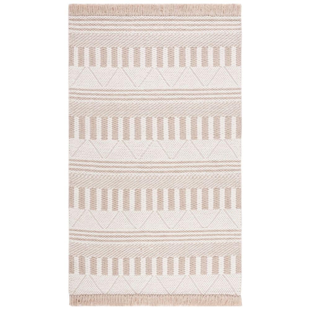 SAFAVIEH Natura 4 ft. x 6 ft. Ivory/Taupe Chevron Striped Area Rug ...