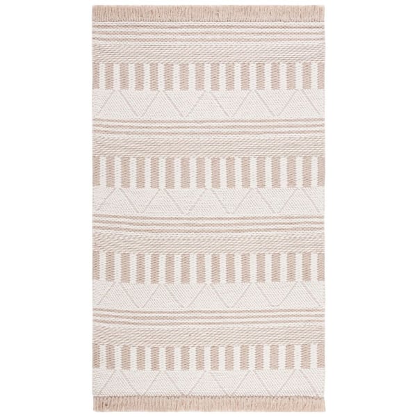 SAFAVIEH Natura 4 ft. x 6 ft. Ivory/Taupe Chevron Striped Area Rug ...