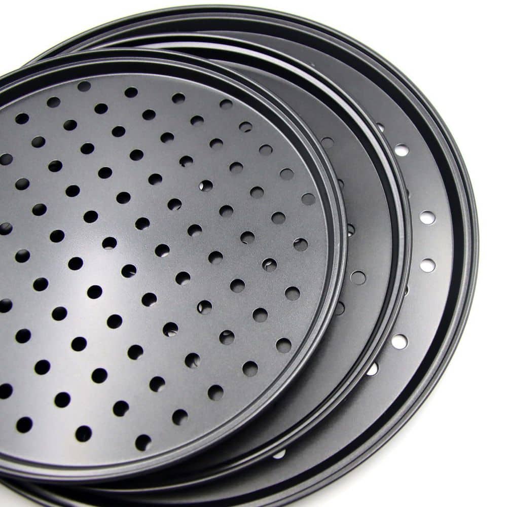 Wudkey 3-Piece Carbon Steel Pizza Pan Set with Nonstick Coating ...