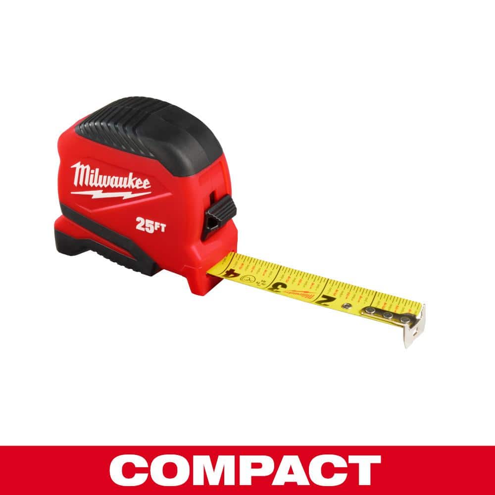 Milwaukee 25 ft. Compact Tape Measure with Fractional Scale 48-22-1725 ...