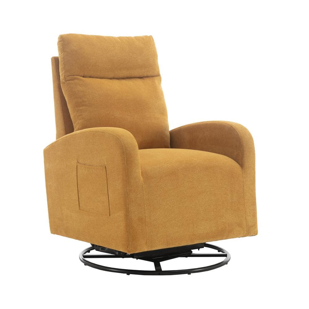 HOMEFUN Modern Upholstered Yellow Velvet Recliner and Swivel Glider ...