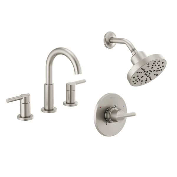 Delta Nicoli 5-Spray Shower Faucet with 8 in. Widespread Double Handle Bathroom Faucet in ...