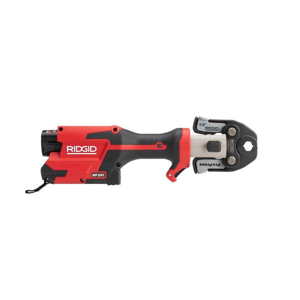 RIDGID RP 251 Stainless Steel Press Tool Kit Includes 4 ProPress Jaws 1 2 3 4 1 1 1 4 in. 2 12V Batteries Charger Plus Case 78148 The Home Depot