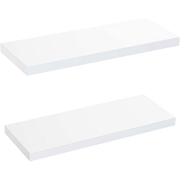 ULSMVOC SMT 9 in. x 24 in. x 1.5 in. White MDF Floating Decorative Wall ...