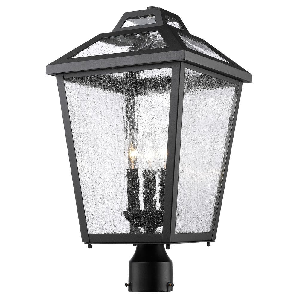 Bayland 20.5 in. 3-Light Black Aluminum Outdoor Hardwired Post Mount ...