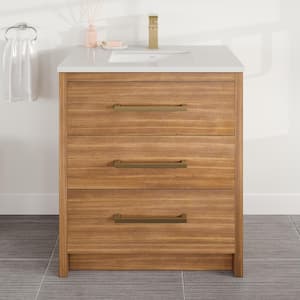Eviva Curio 24 in. Single Sink Walnut Bath Vanity with White Carrara ...