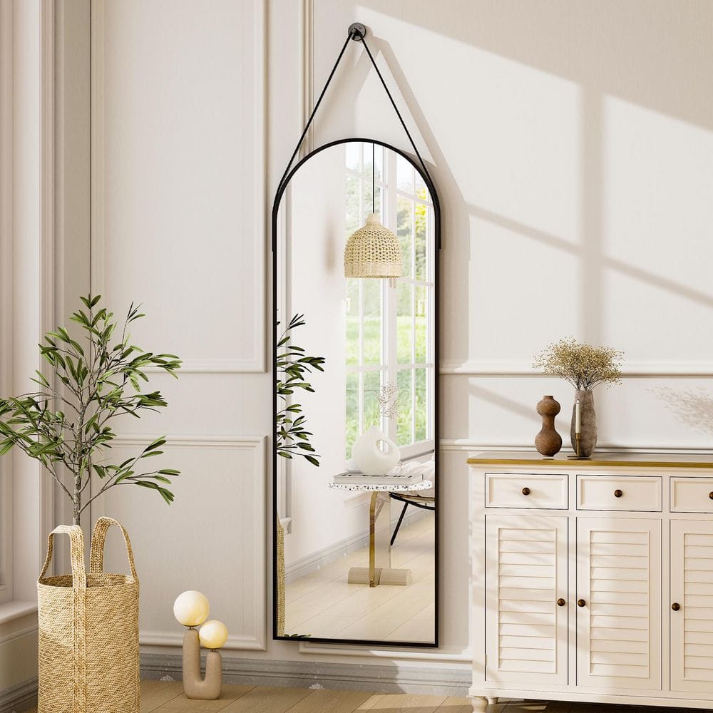 XRAMFY Morden Black 16 in. W x 48 in. H Arched Aluminum Alloy Frame ...