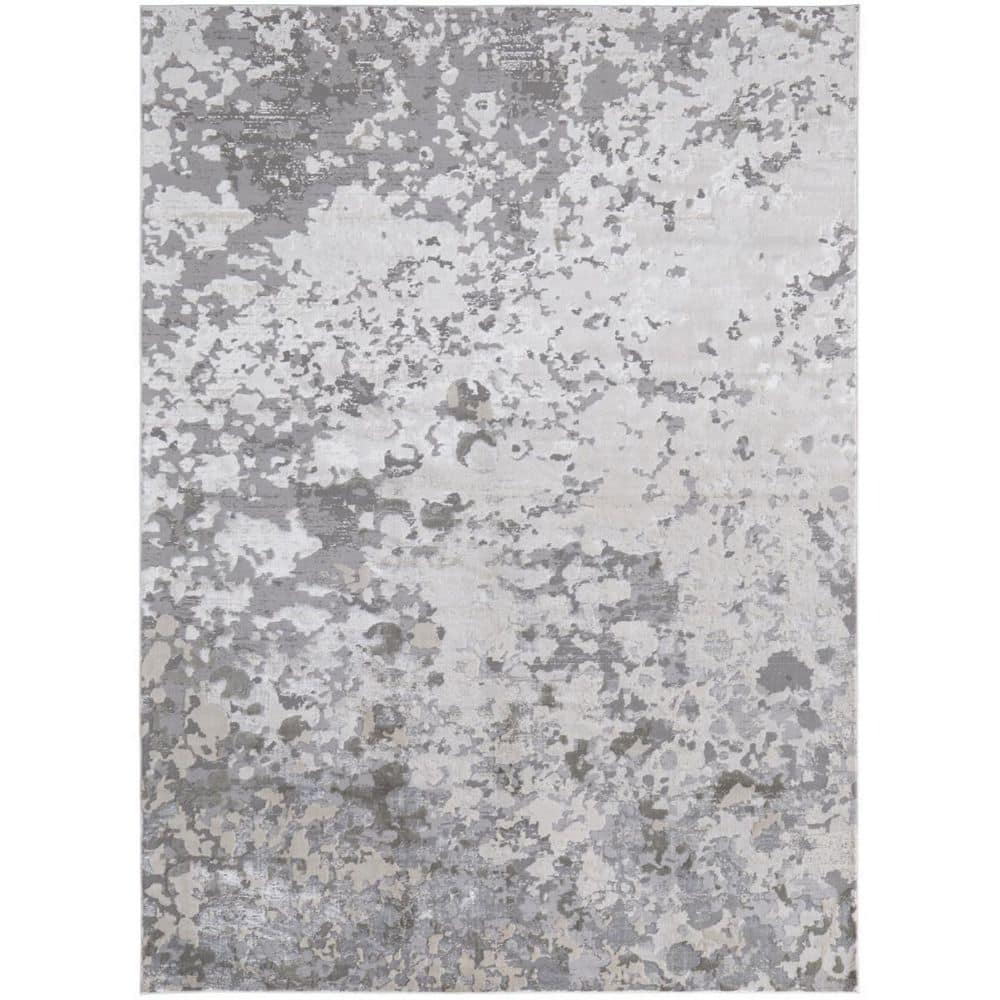 HomeRoots 2 ft. x 8 ft. Silver, Gray Abstract Area Rug 2000511540 - The ...