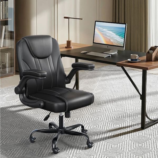 PINMOCO Ergonomic Task Chair Faux Leather Upholstered Office Swivel ...