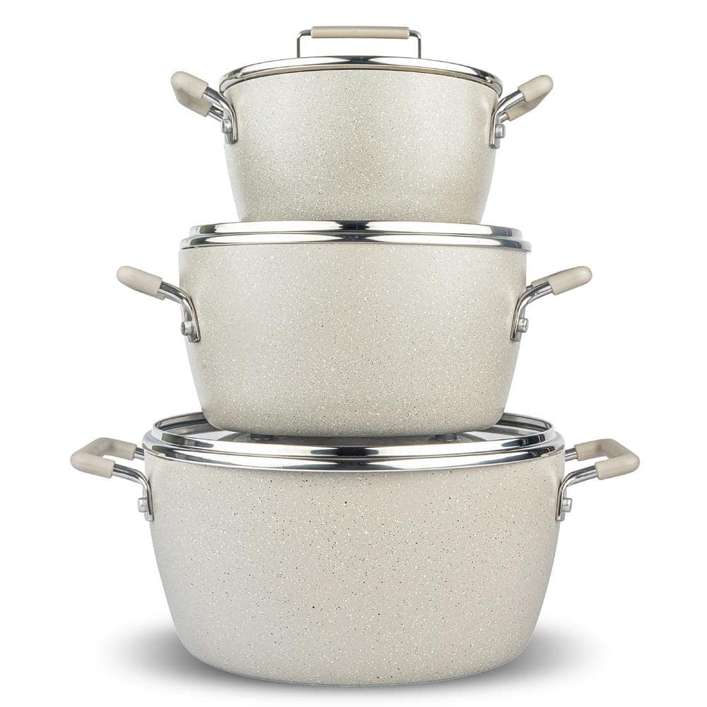 GRANITESTONE Desert Collection 6-Piece Speckled Beige Aluminum Nonstick ...