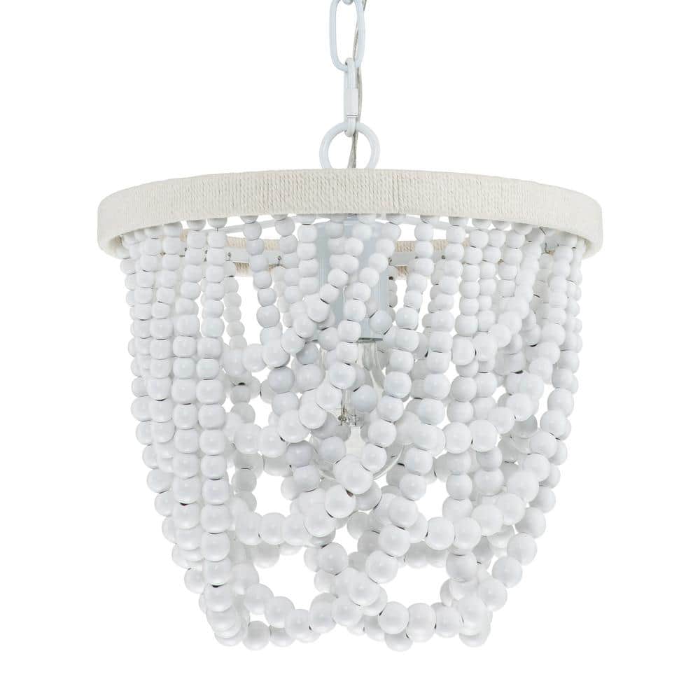 C Cattleya 1-Light White Wood Beaded Chandelier CA2208-H - The Home Depot